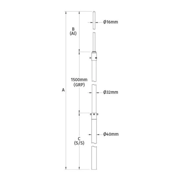 Insulated Lightning Conductor Wall Mounted Interception Mast - 3m to 7m ...